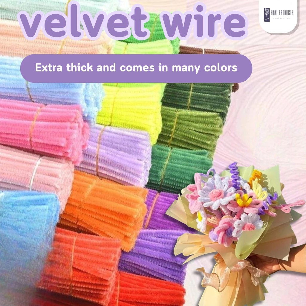 "ONHAND" - 100Pcs Bouquet Material DIY Fuzzy Wire Twisted Stick Craft ...