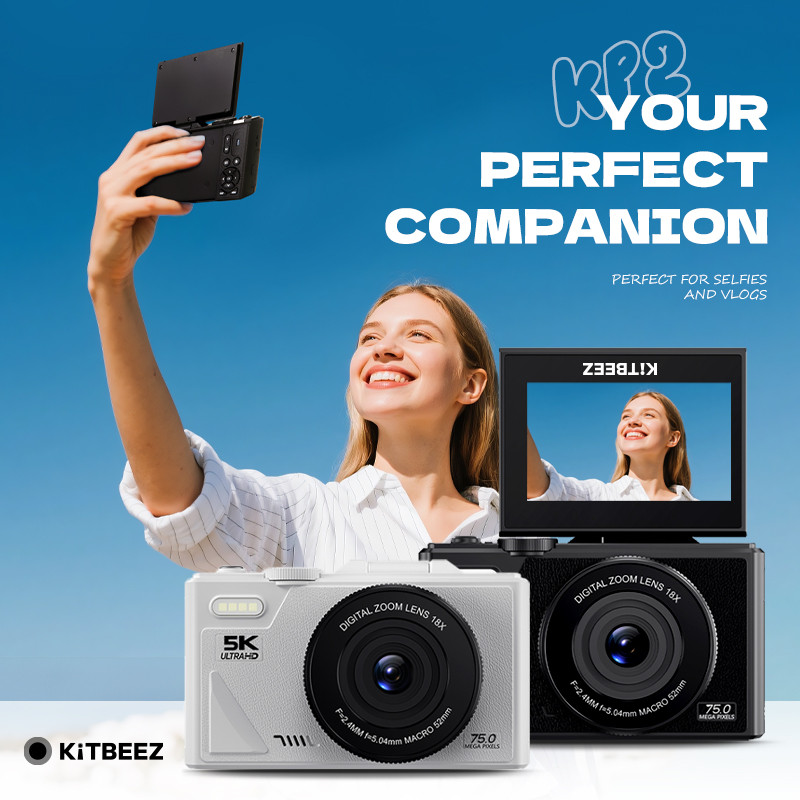 KiTBEEZ KP-2 Digital Camera 75MP Camera For Photography 5K Video & 18X ...