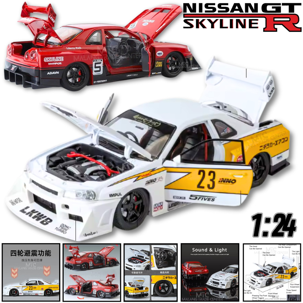 Diecast Nissan Skyline GTR R34 / R35 1:24 Scale Miniature Nissan GT-R ...