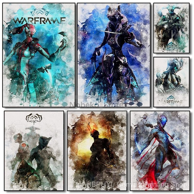 Popular Shooting Online Games Warframe Poster Modern Game Characters ...