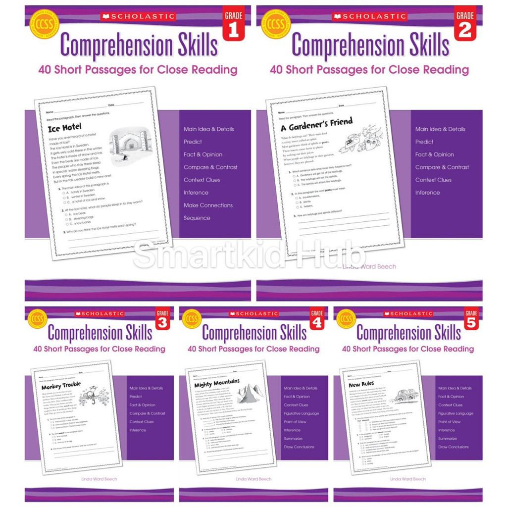 PRINT BOOKS Scholastic Comprehension Skills Grade 1/2/3/4/5 40 Short ...