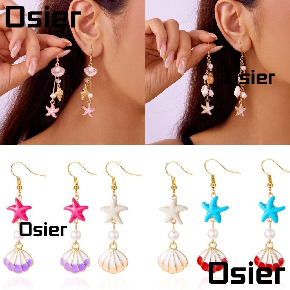 OSIER Bohemia Conch Earrings, Golden Color Metal Ear Hook Shell Dangle ...