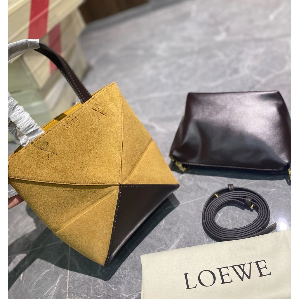 LOEWE Luo Yiwei Puzzle Fold Iconic Geometric Lines Suede Tote Bag Tote ...