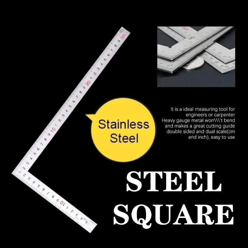 L-Type Square Stainless Steel 90 Degree Angle Metric Try Mitre Ruler ...