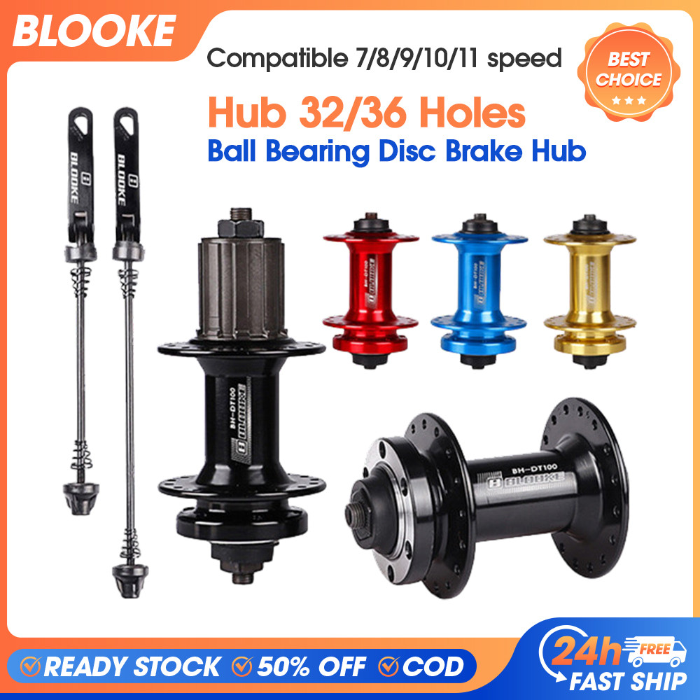 BLOOKE 32/36H MTB Disc Hubs Front/Rear QR Ball Bearing Alum Alloy 7-11S ...