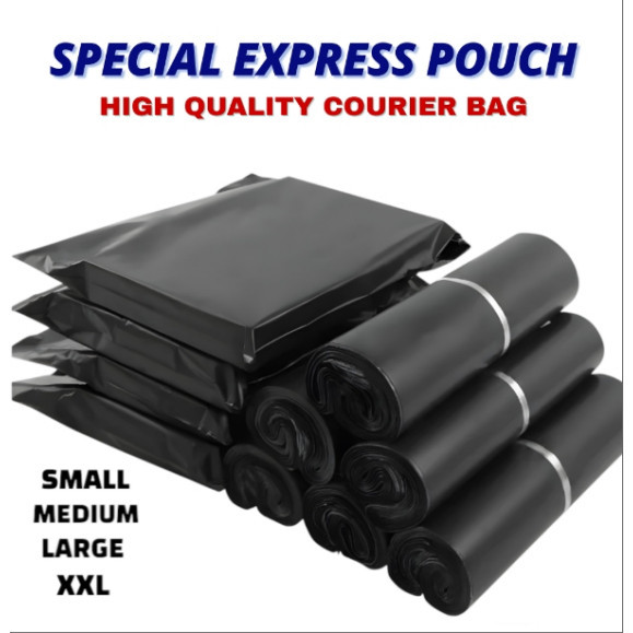 100 PCS PLAIN BLACK SELF ADHESIVE COURIER POUCH EXPRESS POUCH PARCEL ...