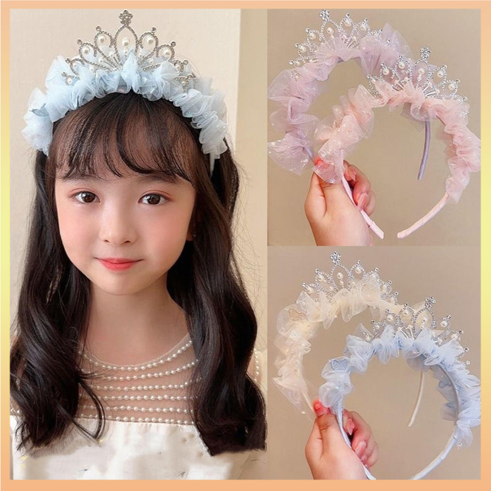 Pearl Hair Accessories Princess Princess Crown Mesh Fairy Baby Headband ...