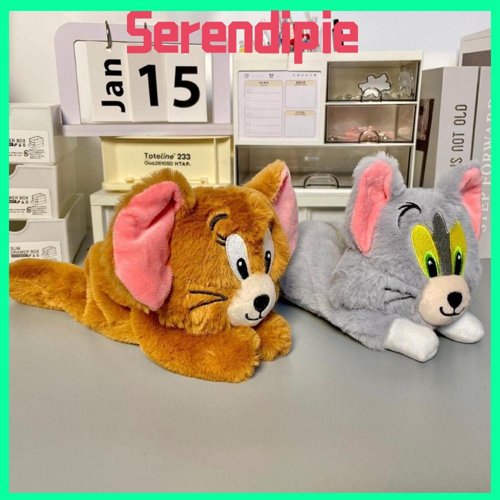 SERENDIPIE Pen Bag, Plush Tom and Jerry Stationery Bag, Cute Large ...