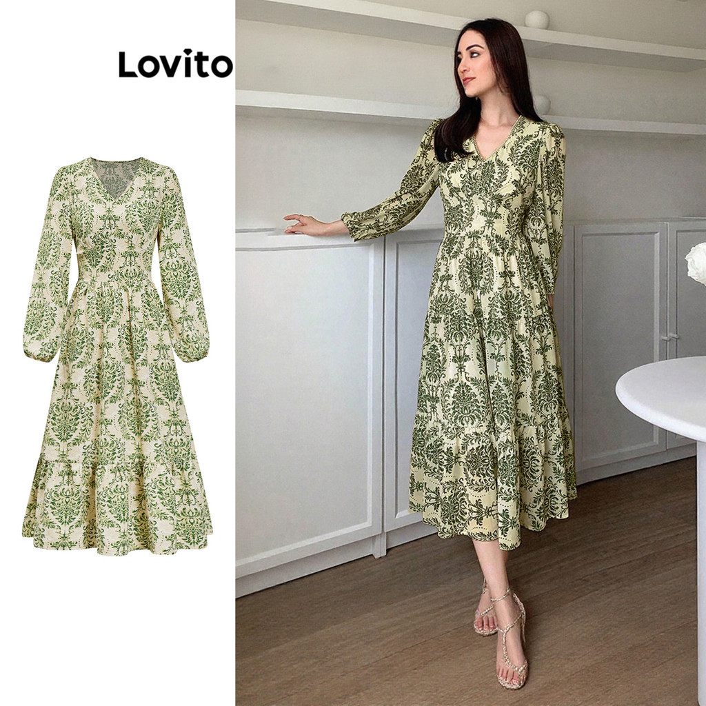 Lovito Women Boho Tribal Print Frill Dress L95ED252 | Shopee Philippines
