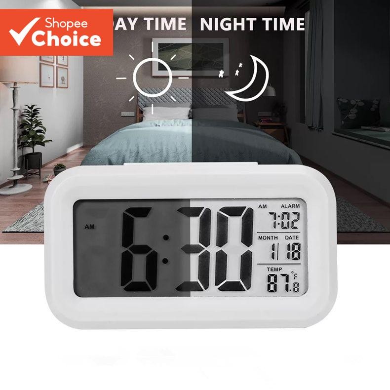 Intelligent Temperature Clock Silent LED Alarm Clock Multifunctional ...