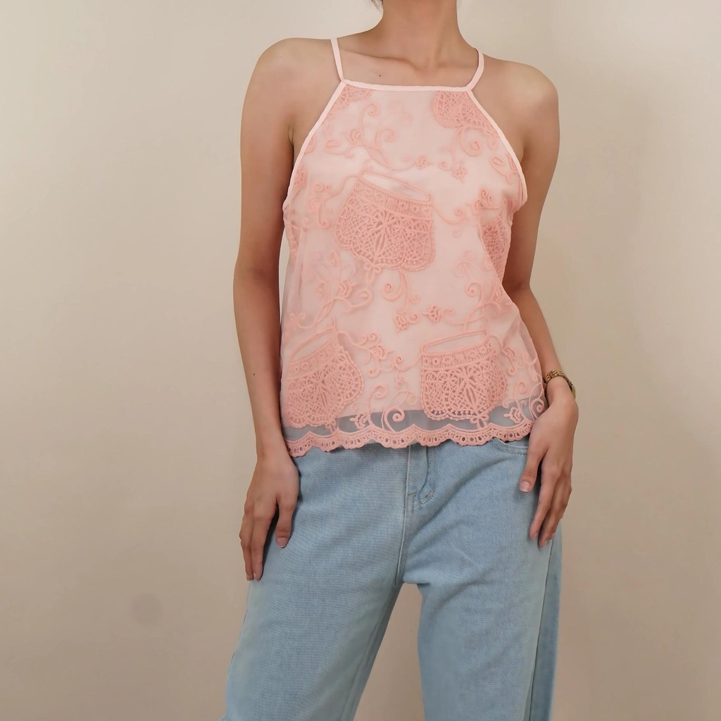 SALE99 CG1062 HELENA Lace Halter Top With Lining | Shopee Philippines