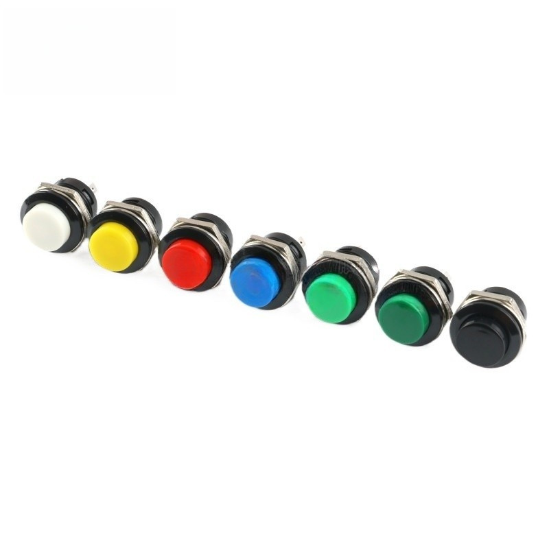 R13-507 Push Button Switch 16mm Round Lockless Self-Reset Switch Push ...