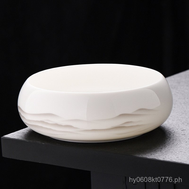 Jade White Porcelain Tea Wash Large Household High-end Cup Wash Kung Fu ...