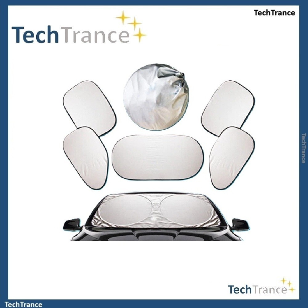TechTrance 6pcs Foldable Car Windshield Window Sun Shade Cover Solar ...