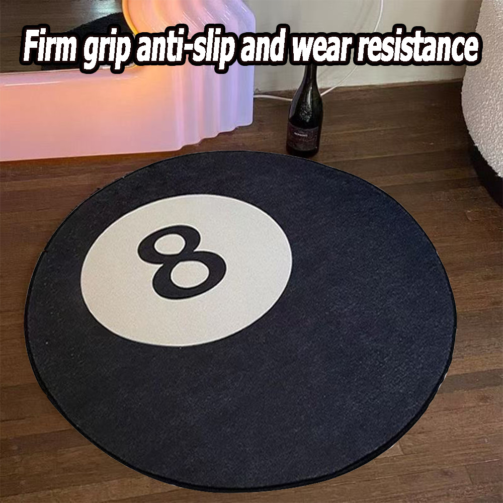 Anti-Slip Black 8 Ball Skin Friendly Soft Chair Round Pad Carpet Decor ...