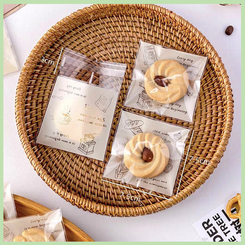 100PCS 7.5x7.5 cm Baking Artisanal Cookie Bag Candy Cookie Yellow ...