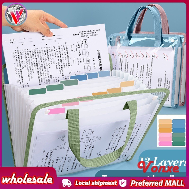 A4 Size\Long Transparent Expanding File Folder 13Pockets Paper ...