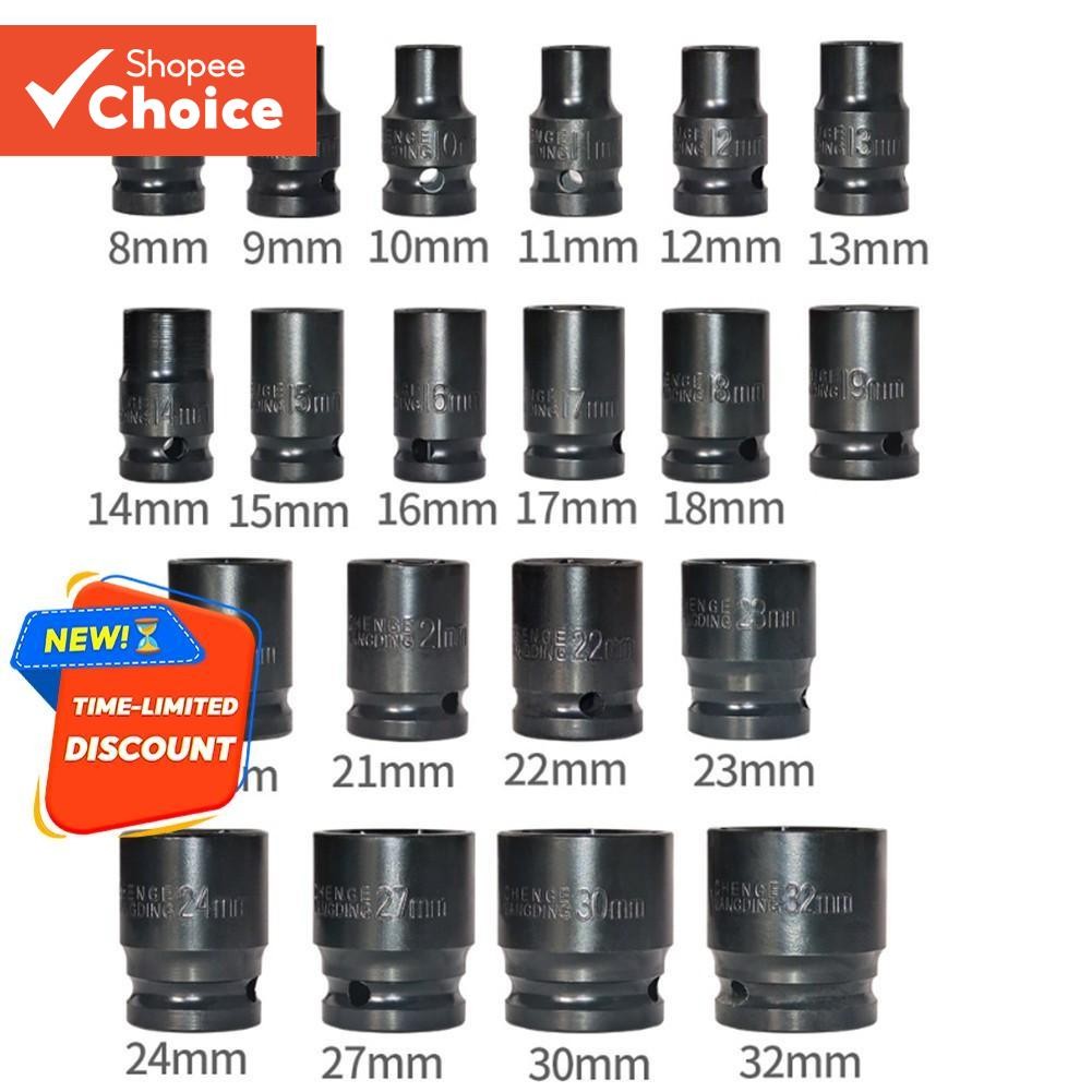 32mm 1pc 1/2-Inch Drive Shallow Impact Socket Set .6-Point Design ...