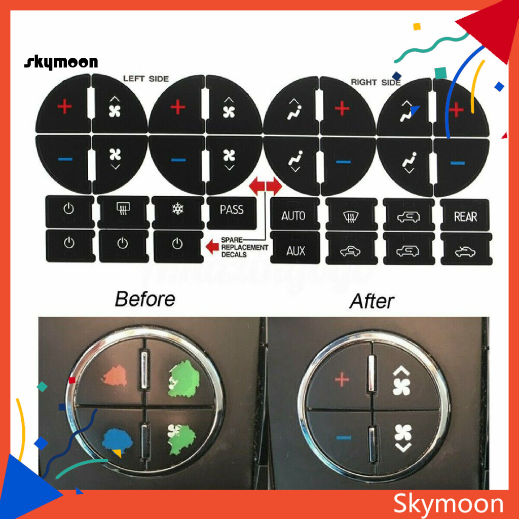 Skym* Anti-corrosive Interior Sticker AC Dash Button Repair Decal ...
