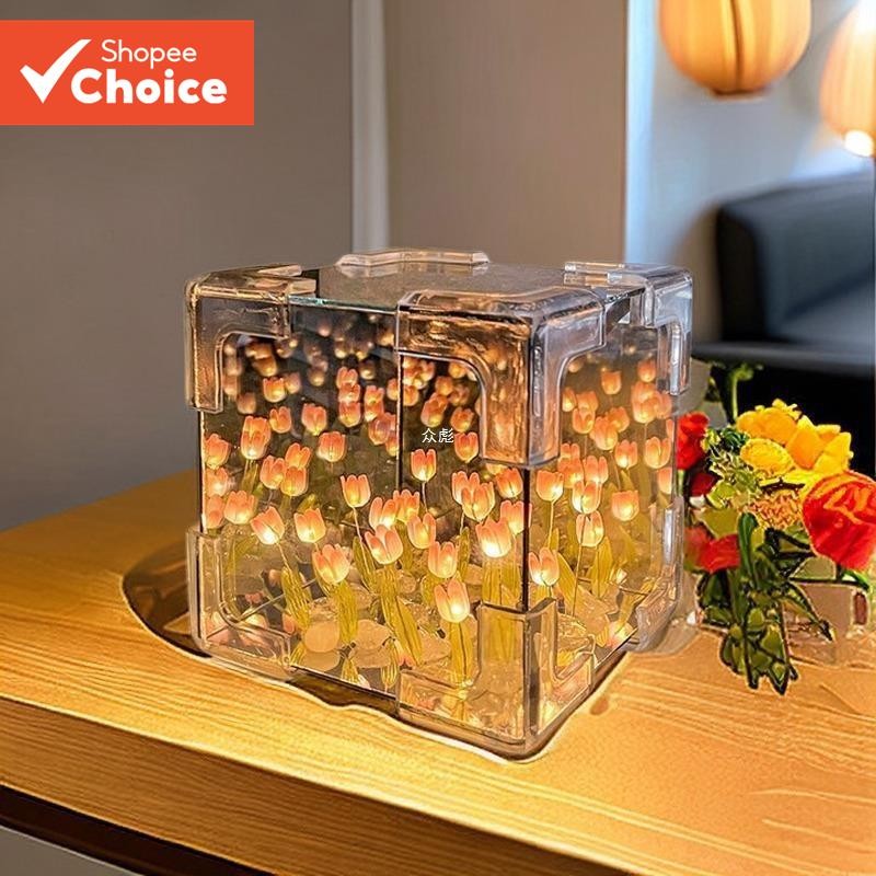 21pcs Tulips Night Lamp DIY 3D Mirror Tube Complete Materials Attached ...