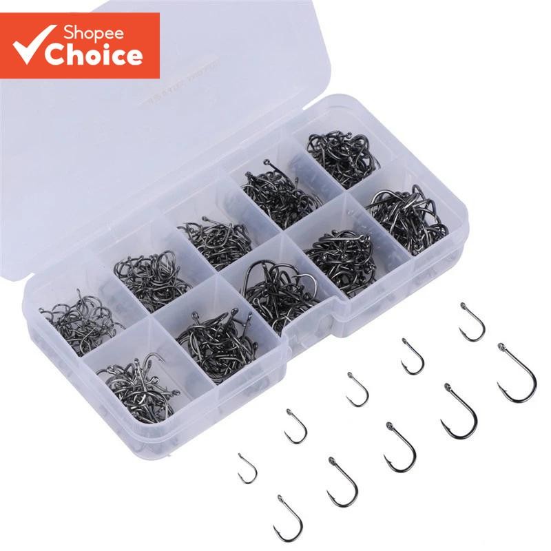 Fishing Hooks Set, 100pcs High Carbon Steel Sharp Barbed Tackle ...