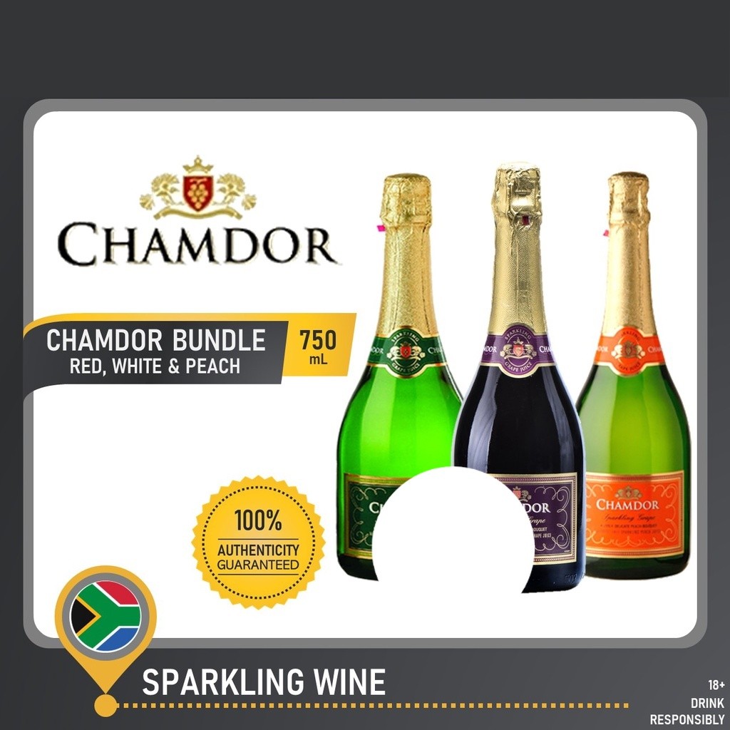 Chamdor Sparkling Wine (Red, White, Peach) 3x750mL | Shopee Philippines