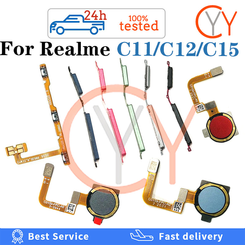 For Realme C11 / C12 / C15 2020 Back Home Button Fingerprint Scanner Sensor Return Key Volume ...