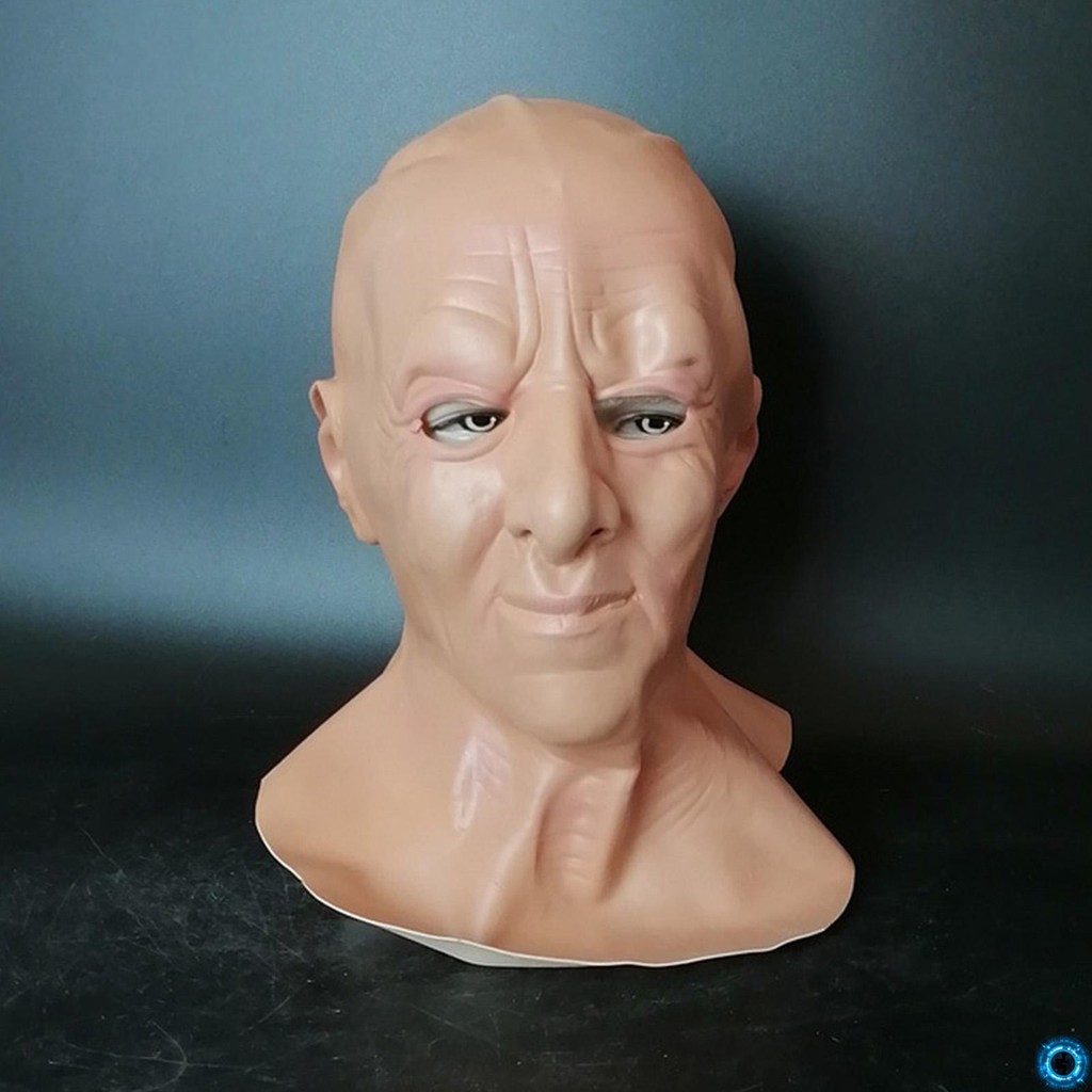 Cosplay Bald Old Man Face Mask Costume Party Latex Full Head Mask ...