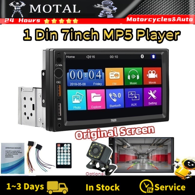 1 Din Car Stereo 7 INCH Audio Radio Bluetooth Touch Screen Multimedia ...