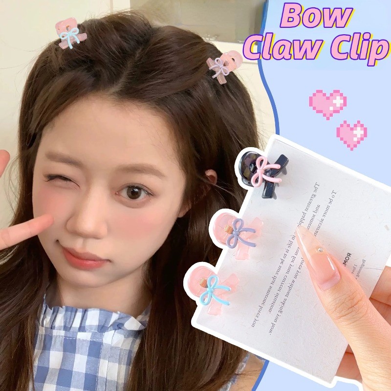 Y2K Sweet Candy Color Bowknot Mini Claw Hair Clip for Women Girls Cute ...
