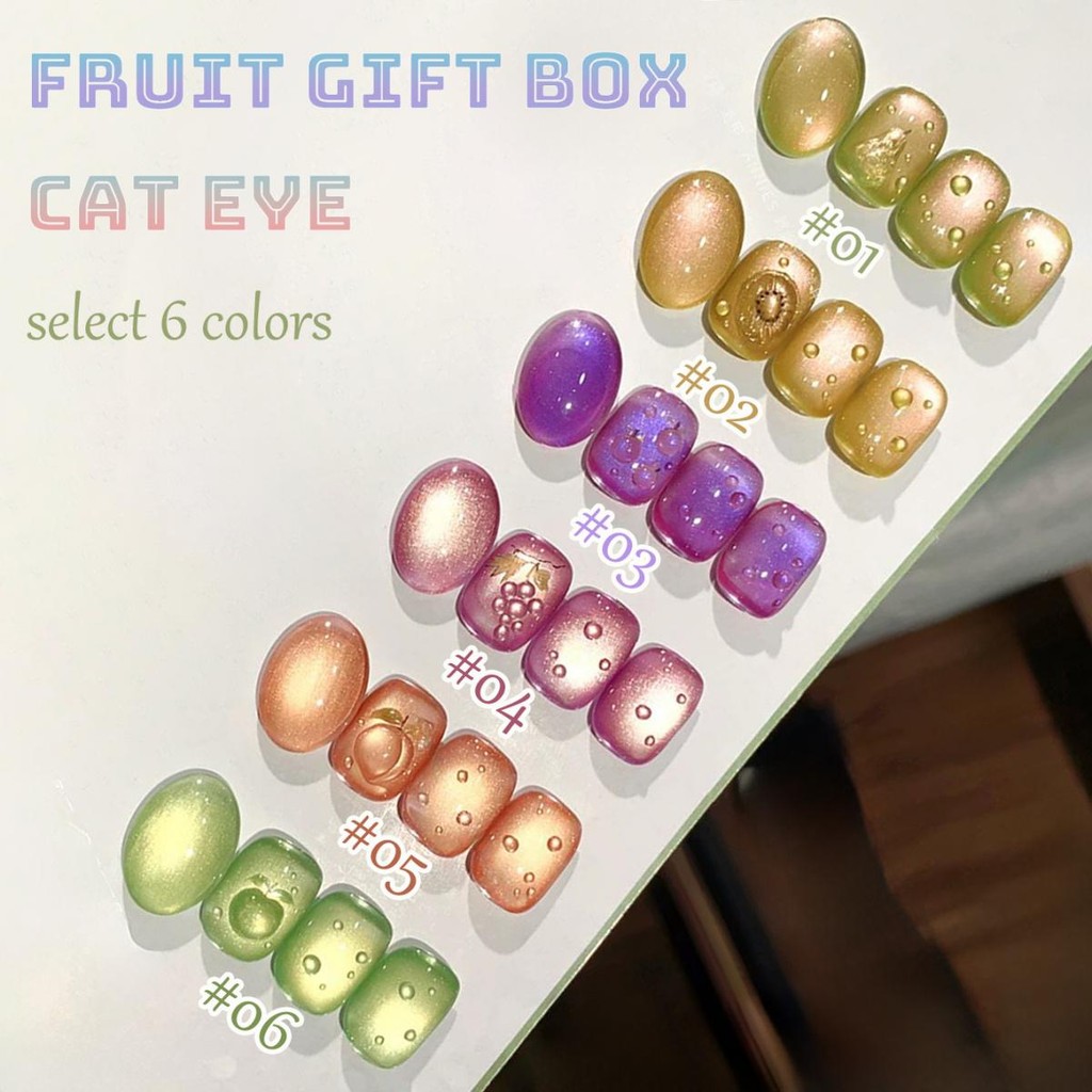 SHAKA 6-Color Gift Box Fruit Cat Eye Gel Polish Sweet Joy Glow Nail Art ...