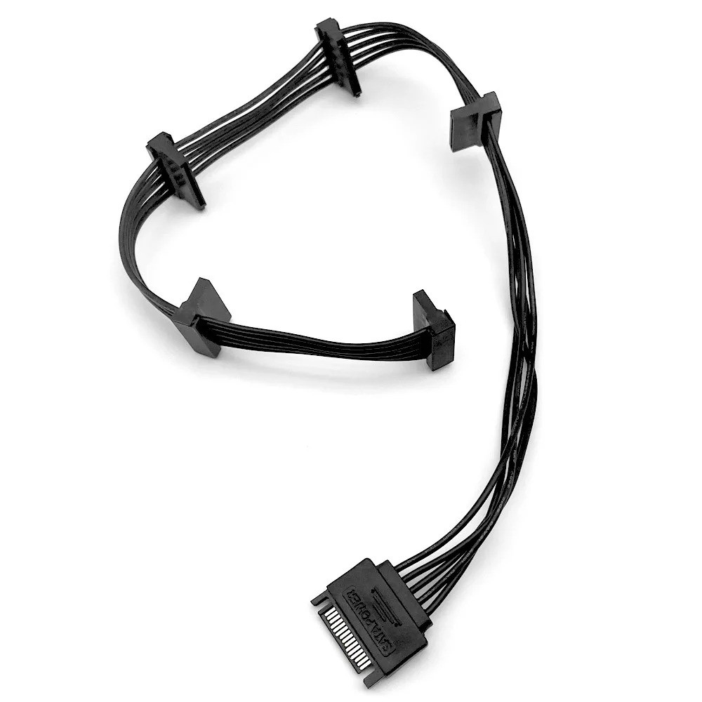 1 to 5 SATA Power Splitter Cable - 15Pin Male to 5x SATA/Molex Adapter ...
