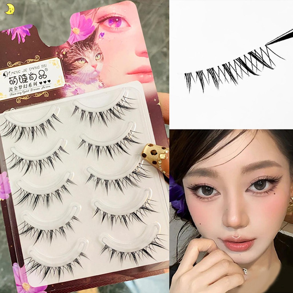 5 Pair Strip Wispy Fake Lashes DIY Anime Full Strip Lashes Perfect Gift ...