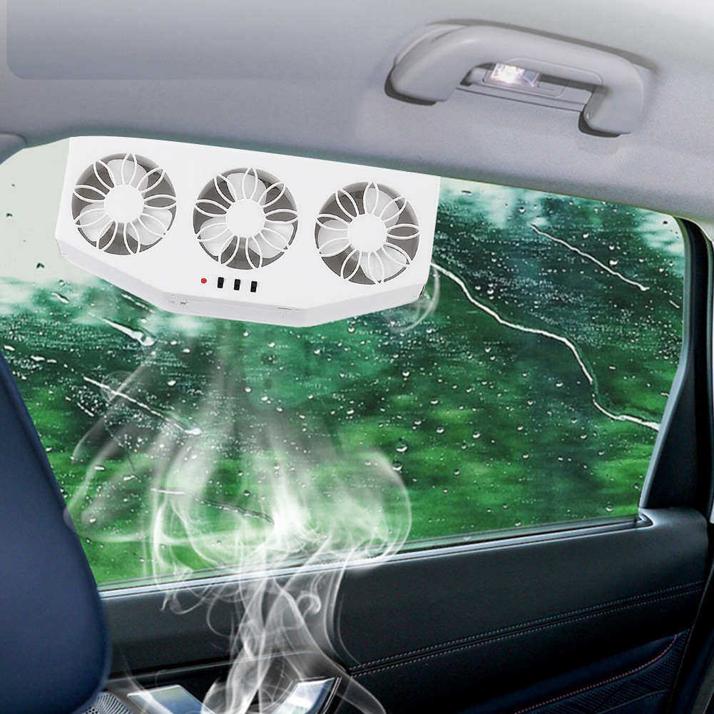 Solar Powered Car Exhaust Fan with 3 Air Outlets Car Radiator Cooling ...