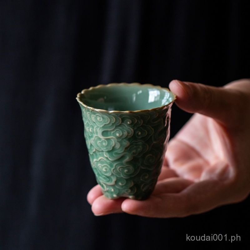 Celadon Auspicious Cloud Tea Cup Retro Chinese Ceramic Cup Master Cup ...