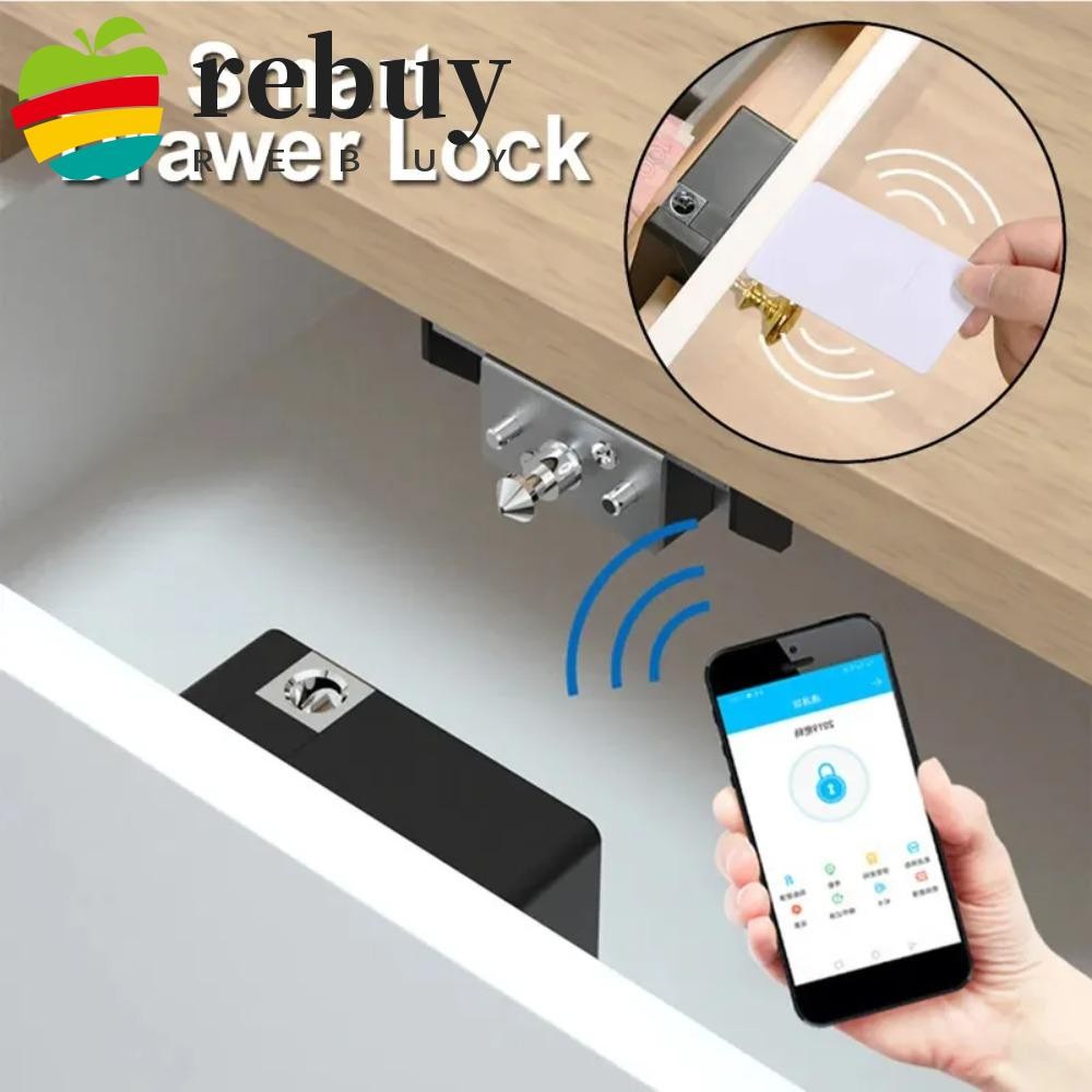 REBUY Smart Drawer Lock, Electronic IC card RFID smart lock, DIY Safe Easy To Install Invisible ...