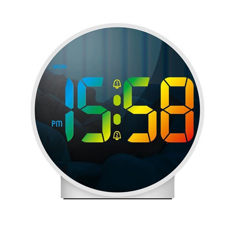 Curved LED Display Adjustable Brightness Levels Alarm Clock Features ...