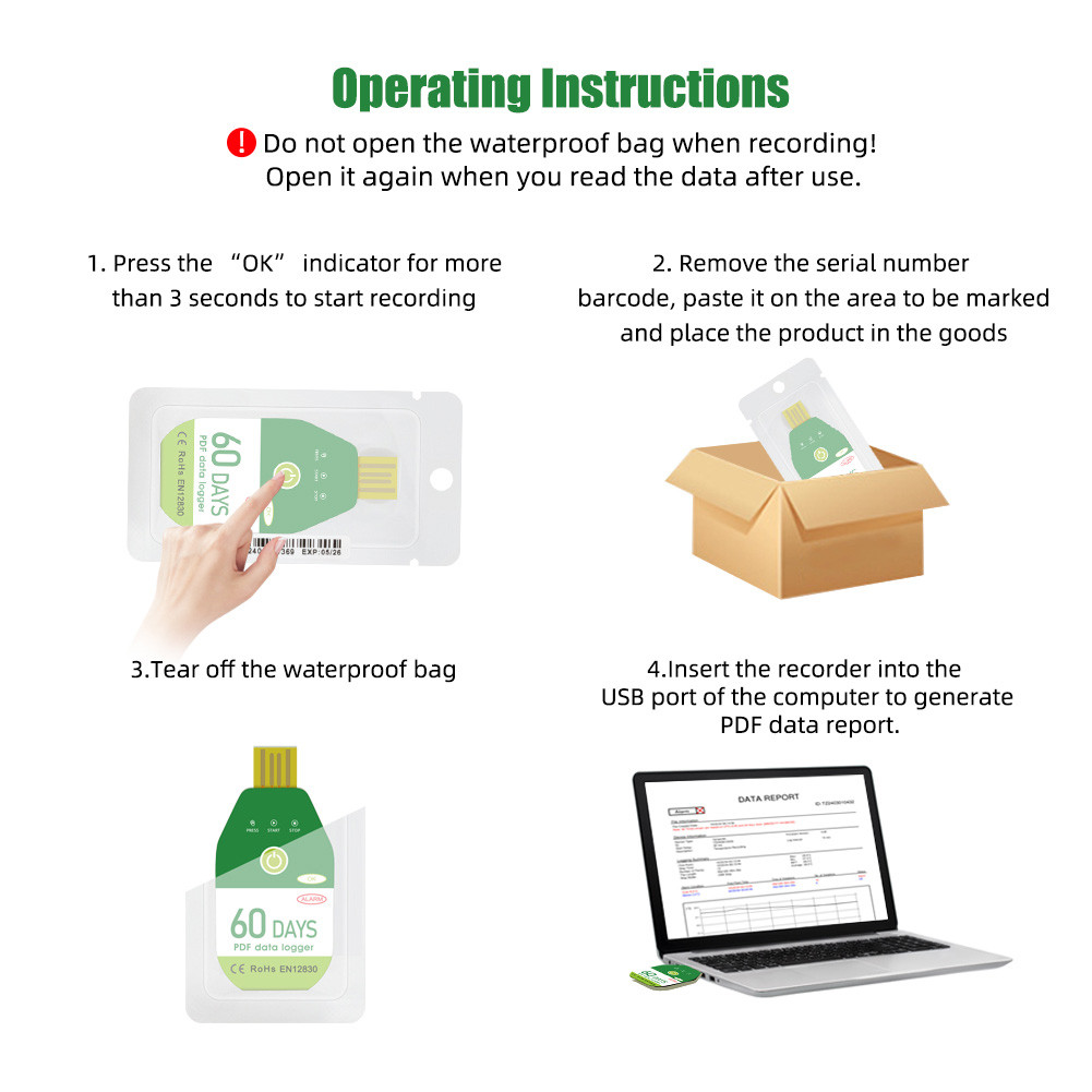 Mini USB Temperature Data Logger Disposable Temperature Recorder 18000 ...