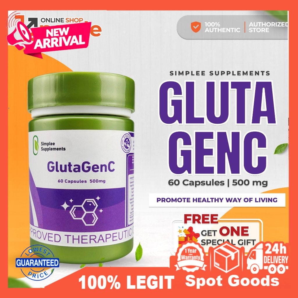 EXP:2026 Simplee GlutaGenC Whitening Capsule Supplement 60Capsules ...