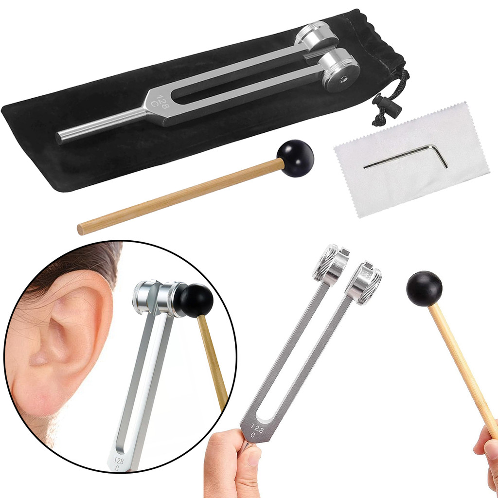 128 Hz Aluminum Alloy Tuning Fork Set (with Fleece cover+hammer ...