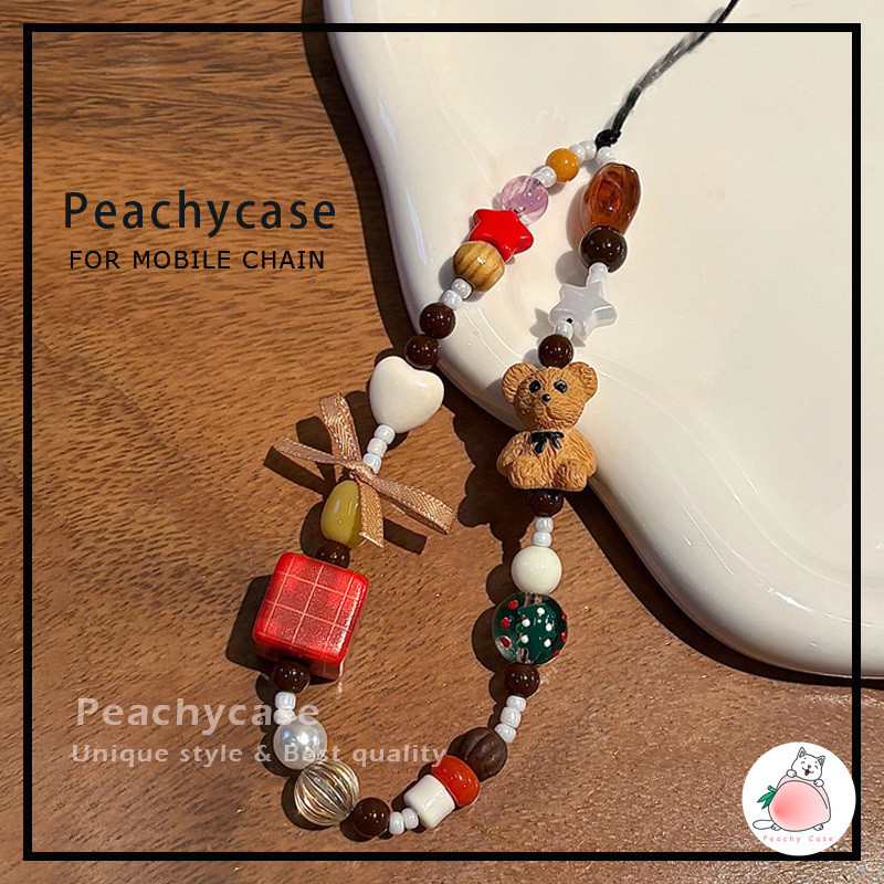 Ready Stock Kawaii Bear Heart Shaped Beaded Mobile Phone Chain Camera ...