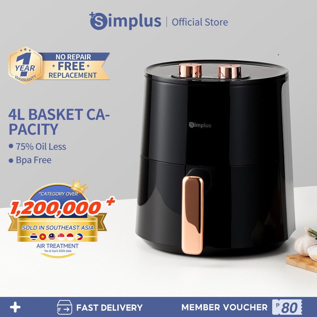 Simplus Air Fryer Multi-functional Oil Free Non Stick Black&Beige 4L/5L/6L | Shopee Philippines