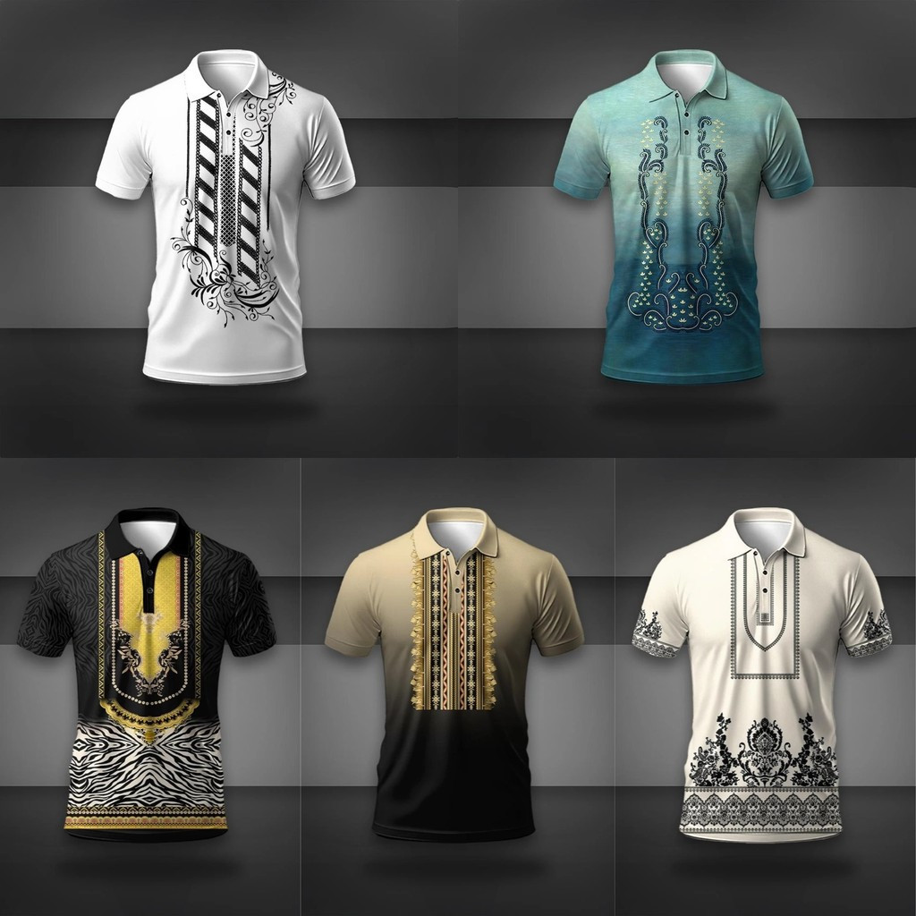 Summerfor Men Ethnic Style 3D Printing Lapel Short-sleeved Polo Shirt ...