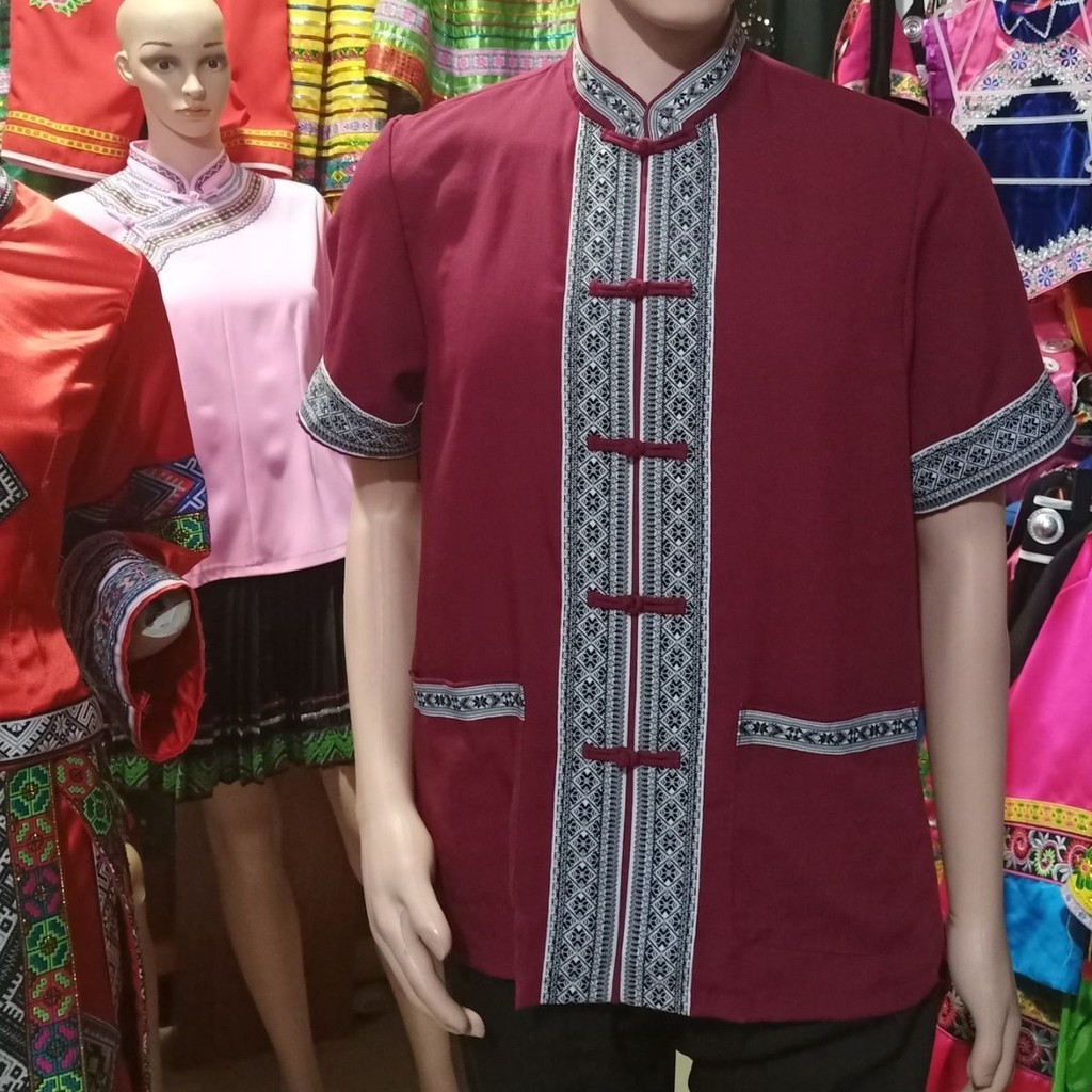 Thai Traditional Shirt Short Sleeves Top Shirt Ethnic Barong for Men ...