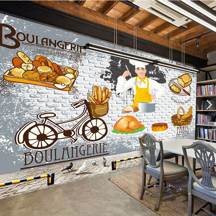 Hand-painted Bakery Afternoon Tea Restaurant Background Wall Paper ...