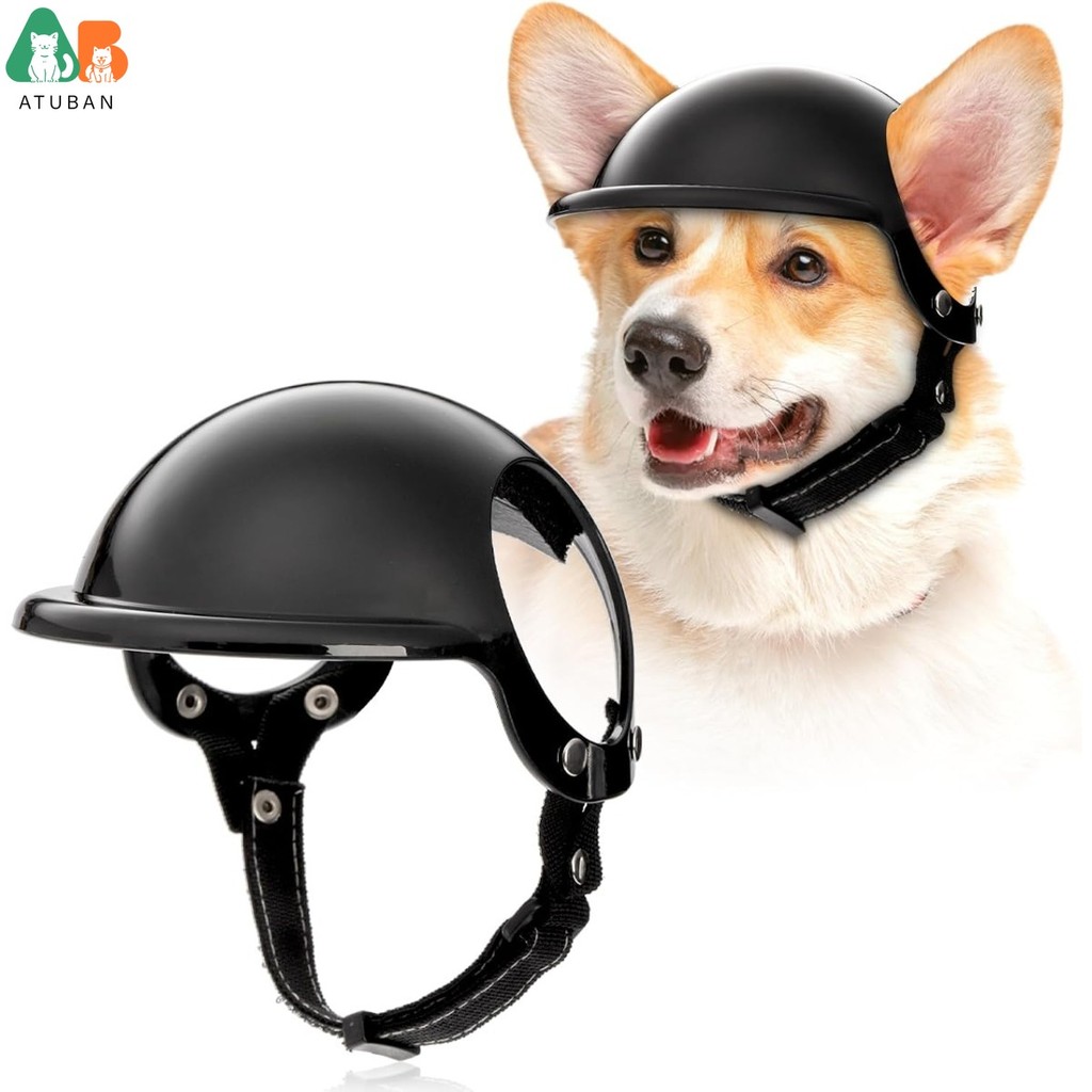 ATUBAN Dog Helmet for all Dog,Dogs Motorcycle Helmet Ear Holes,Doggie ...