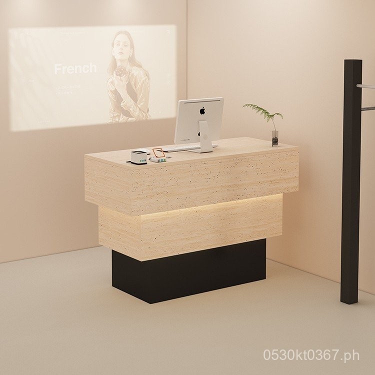 T Minimalist Bar Counter Cream Cashier Counter Clothing Store Black ...