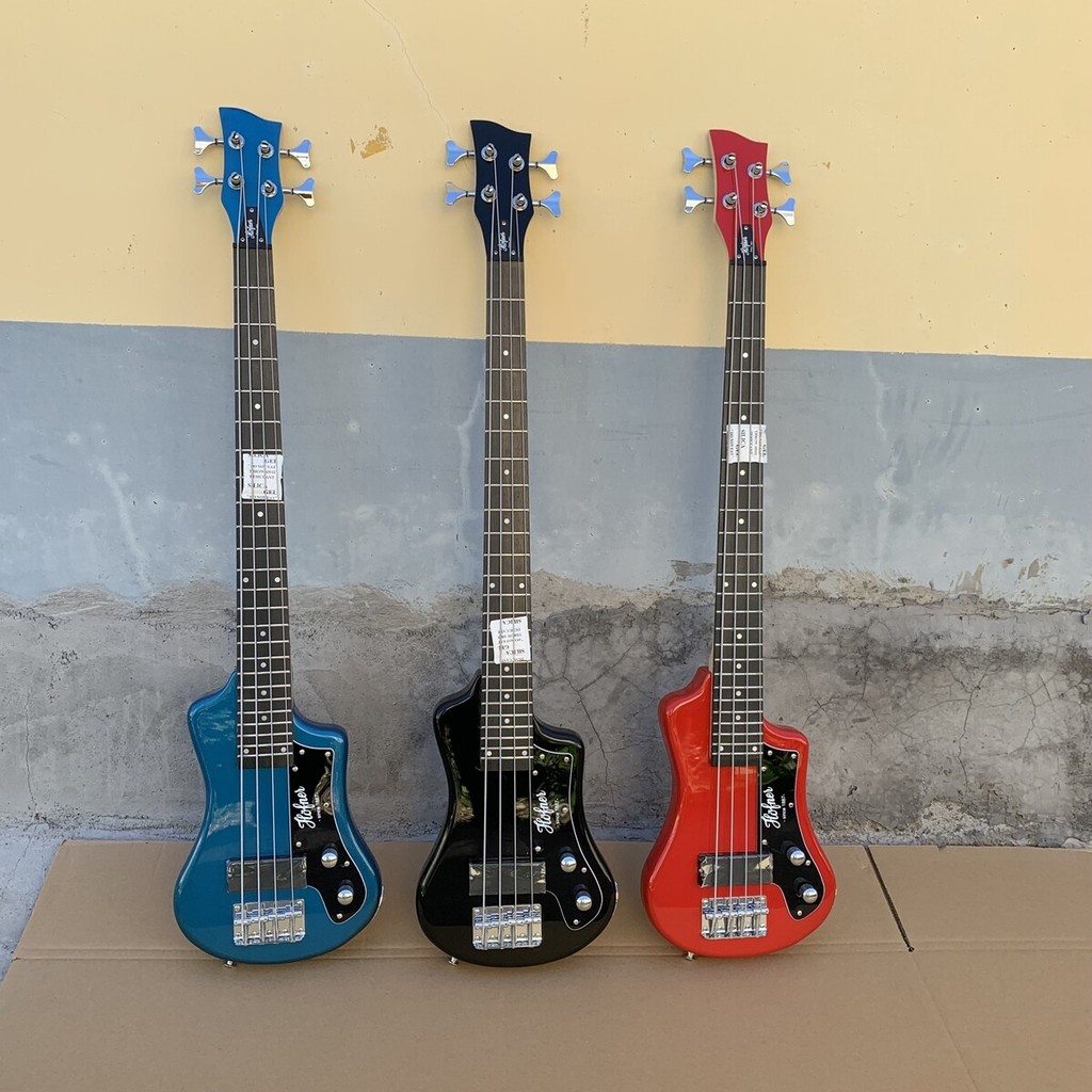 4 String Hofner Bass Mini Travel Black Electric Guitar Bass with Gigbag ...