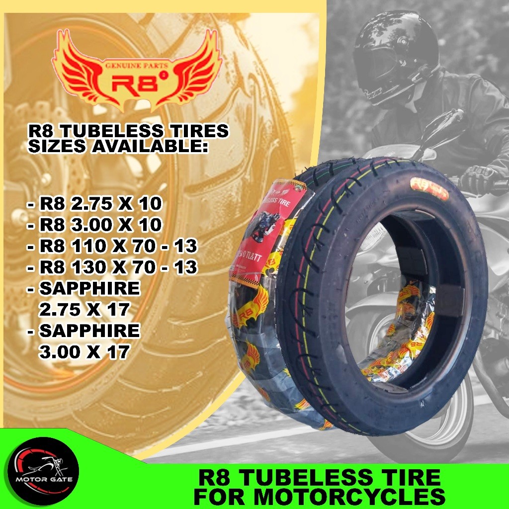 R8 TUBELESS TIRES FOR MOTORCYCLES AND E-BIKE - 10/13/17 | Shopee ...