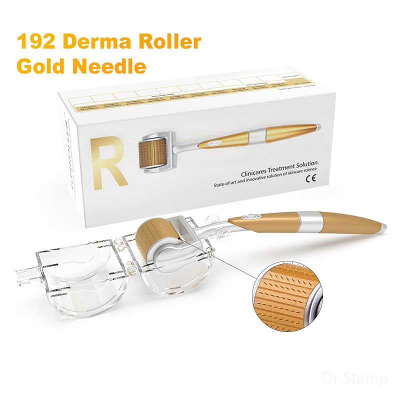 ZGTS 192 Gold Derma Roller Titanium Face Roller Massage Microneedle ...